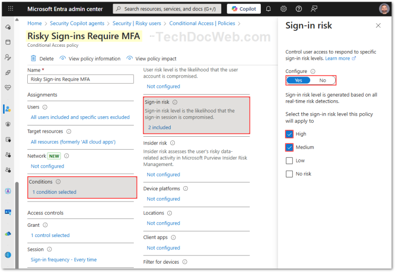 Risky Sign-Ins vs Risky Users Conditional Access Policies - TechDocWeb.com