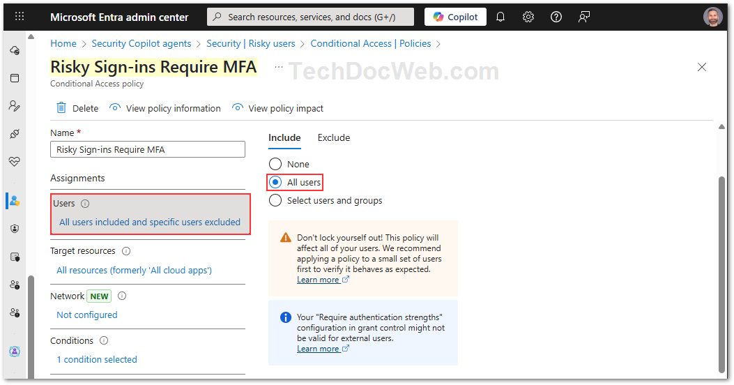 Risky Sign-Ins vs Risky Users Conditional Access Policies - TechDocWeb.com