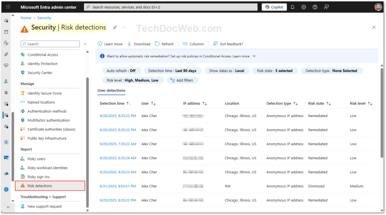 Risky Sign-Ins vs Risky Users Conditional Access Policies - TechDocWeb.com