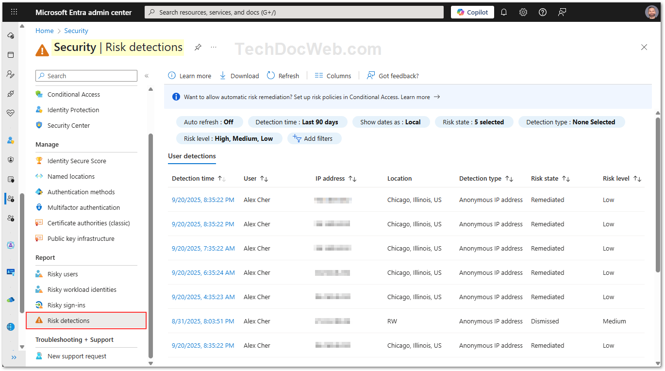 Risky Sign-Ins vs Risky Users Policies in Entra - TechDocWeb.com